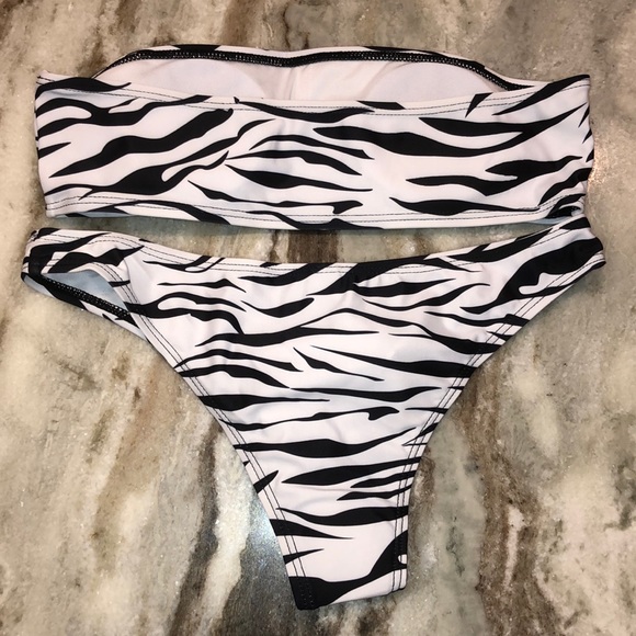 Swim | Zebra Print Tube Top Bikini Set | Poshmark